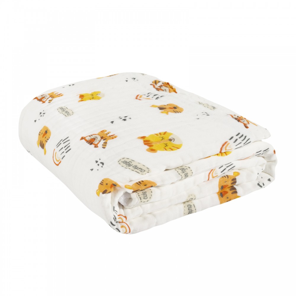 DAS BABY ΚΟΥΒΕΡΤΑ-ΜΟΥΣΕΛΙΝΑ 105X150 RELAX 6622 ΛΕΥΚΟ, ΠΟΡΤΟΚΑΛΙ