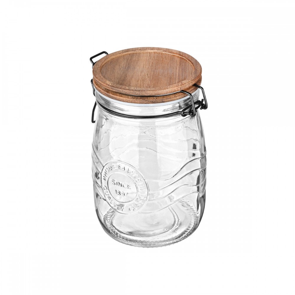 ESTIA ΔΟΧΕΙΟ ΑΠΟΘΗΚΕΥΣΗΣ ACACIA ΓΥΑΛΙΝΟ 1000ml ΜΕ ΚΛΙΠ ΚΑΠΑΚΙ