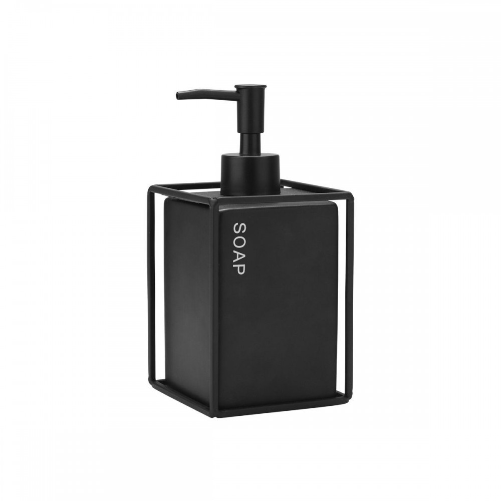 ESTIA ΑΝΤΛΙΑ ΣΑΠΟΥΝΙΟΥ CAGE 450ml ΚΕΡΑΜΙΚΗ ΜΑΥΡΗ ΜΕ ΜΕΤΑΛΛΙΚΟ ΠΛΑΙΣΙΟ